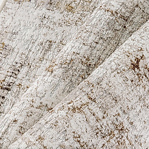 PureCozy Modern Brown Area Rug 4x6 Machine Washable Living Room Rug Kitchen Mat Non Slip Entryway Rug Indoor Accent Rug Abstract Distressed Throw Rug for Dining Room Bathroom