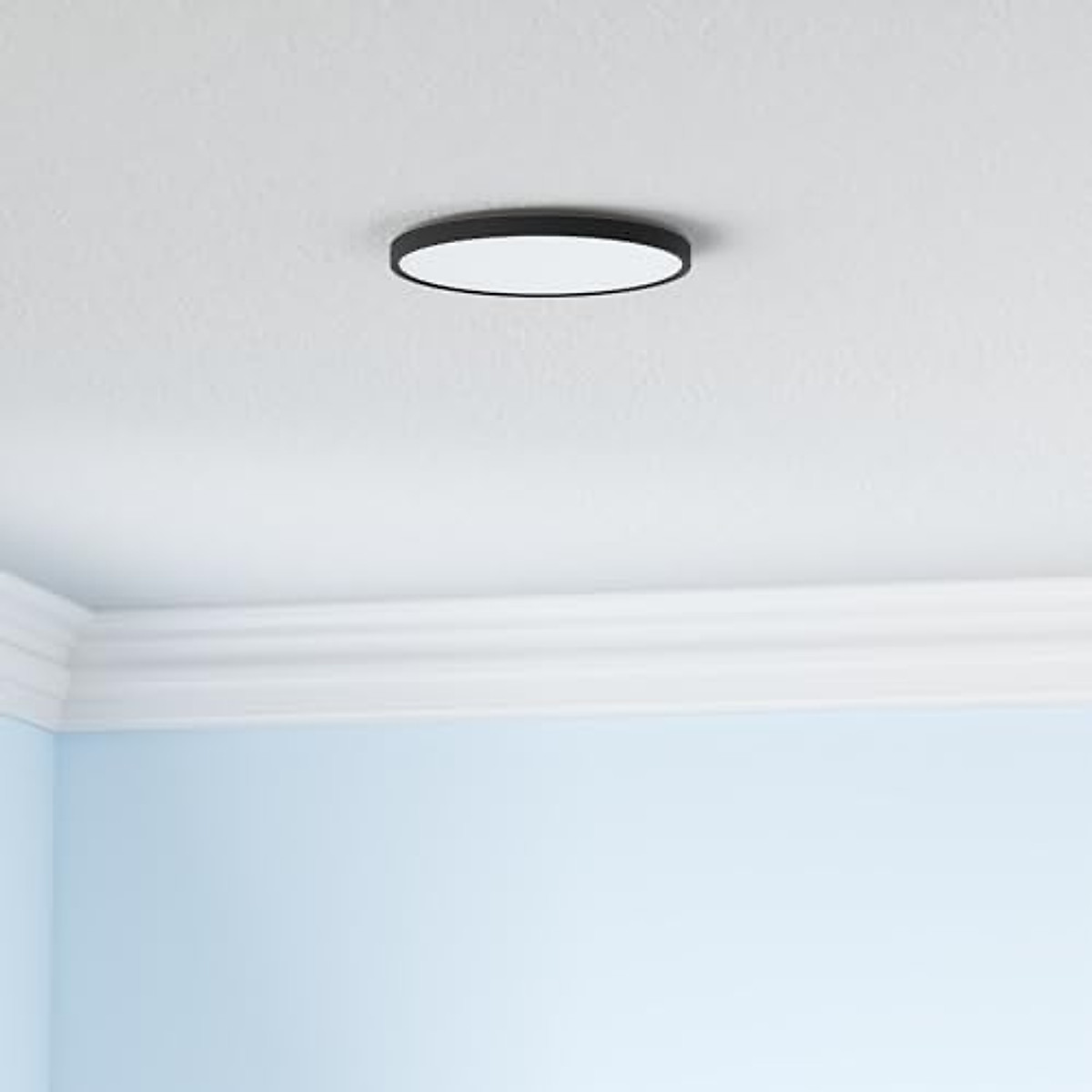 TALOYA 2 Pack LED Flush Mount Ceiling Light Black 5000K 8.9 Inch Round 18W=180W (Equivalent) Simple Lamp for Bedroom Hallway Low Ceilings Areas