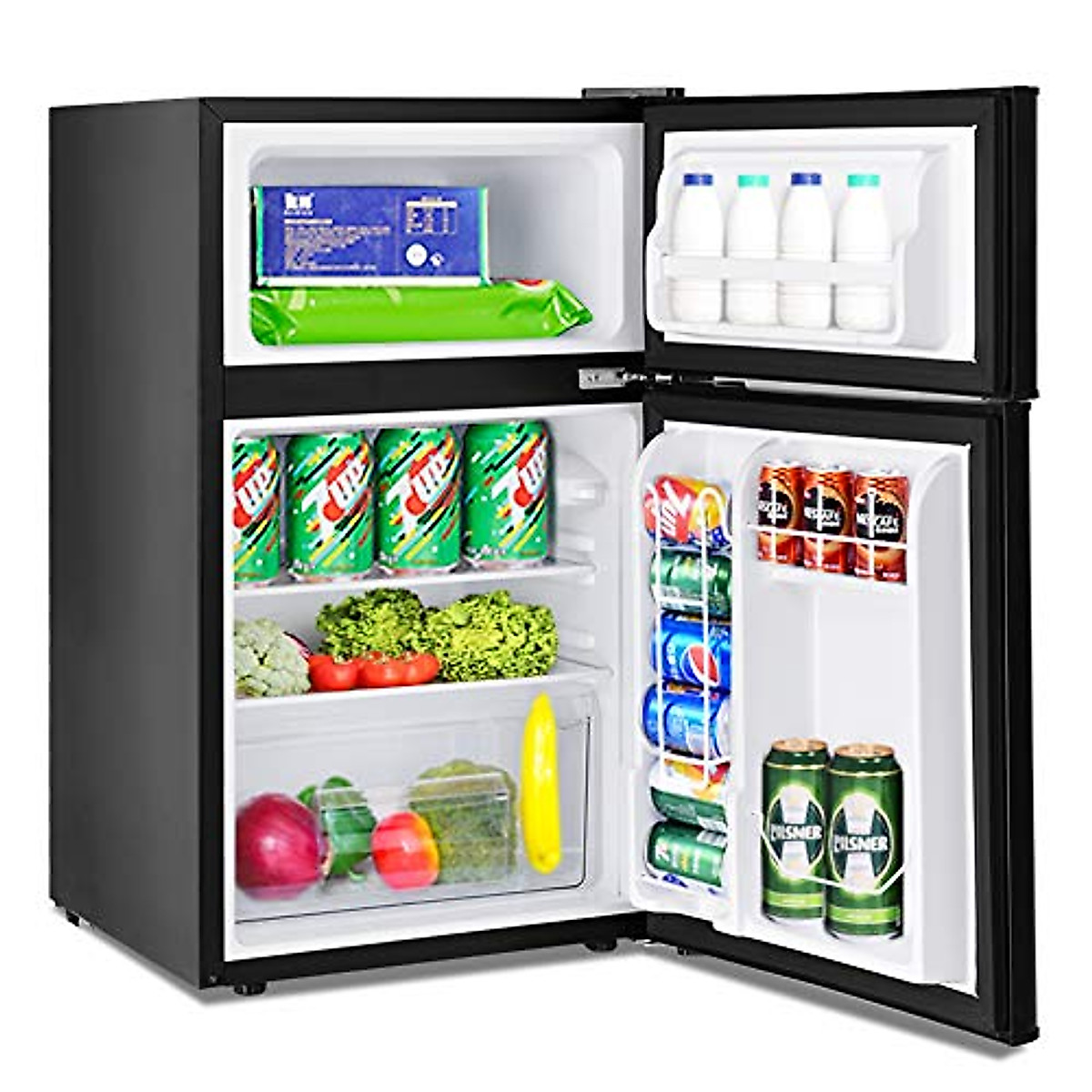 Safeplus Compact Refrigerator, 3.2 cu ft. Unit Cold-rolled Sheet Mini Refrigerator with freezer, Dorm fridge with Adjustable Removable Shelves…