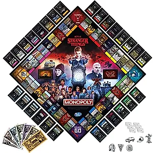MONOPOLY: Netflix Stranger Things Edition Board Game for Adults and Teens Ages 14+, Game for 2-6 Players, Inspired by Stranger Things Season 4, Multicolor