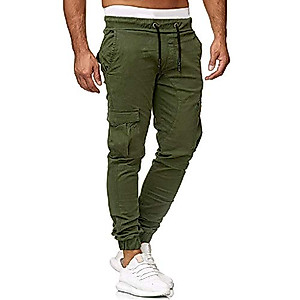 Work Wear Combat Fitness Drawstring Pockets Rope Loose Sweatpant 2023 Outdoor Autumn Men's Cargo Casual Pants Plain Color Joggers Men's Heavyweight Cargo Fleece Sweatpants MAIUS31011HOT0027