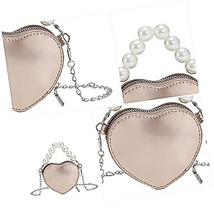 TENDYCOCO 5pcs Fashion Clutch With Wrist Handle Day Mini Strap Bag Gifts Shaped Chain Crossbody Cross Shoulder Small Tote Gift Body for Purse Heart-shaped Women Pearl Evening Girl Handbag