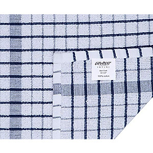 AMOUR INFINI Grid Terry Dish Cloth | Set of 8 | 12 x 12 Inches | Low Lint, Super Soft and Absorbent |100% Cotton Dish Rags | Perfect for Household and Commercial Uses | Blue