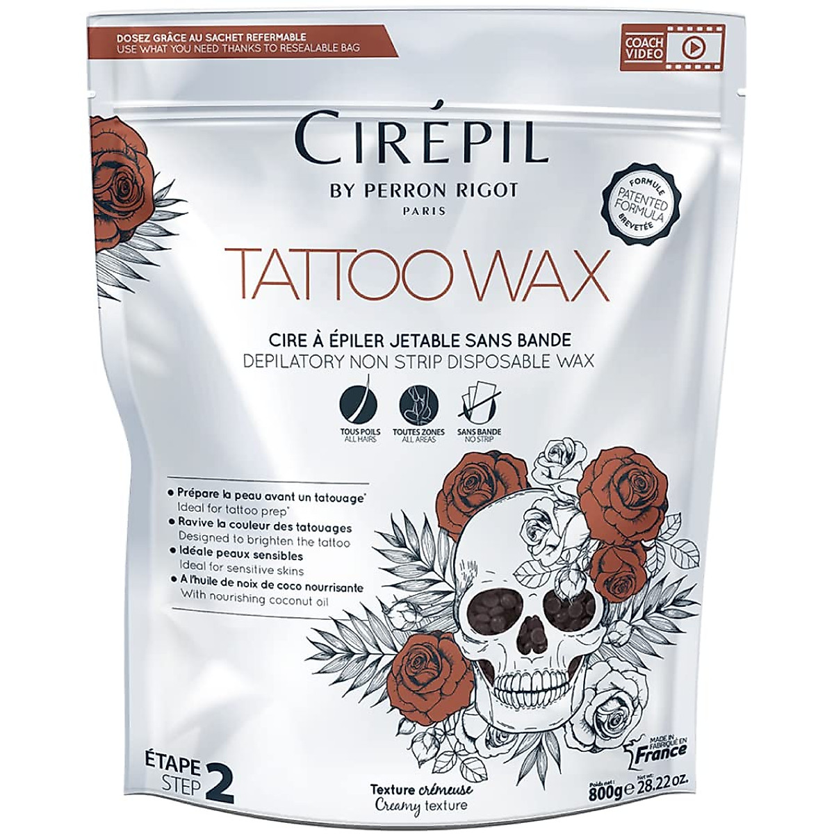 Cirepil - TATTOO - Sublim Care - 800g, 28.22oz Patented Wax Beads for Tattooed Areas - Illuminates, Redefines & Brightens Skin