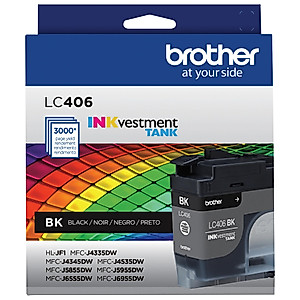 Brother Genuine LC406BK Standard Yield Black INKvestment Tank Ink Cartridge