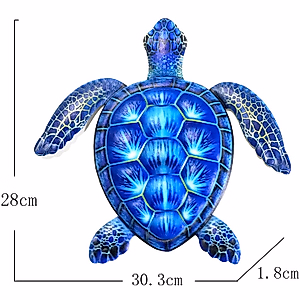 Metal Turtles Wall Art Decoration Iron Tortoise Wall Sculptures for Home Bedroom Living Room Garden Ornament - Blue