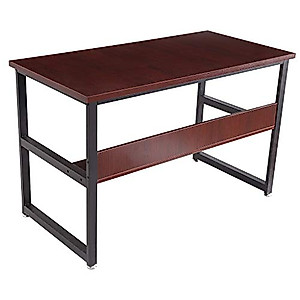 OKBOP Office Writing Desk for Home, 47'' Modern Wood Corner Desk with Storage Shelf, Small Laptop Computer Desk for Small Space, Cheap Student Study Table Notebook Workstation (Wine)