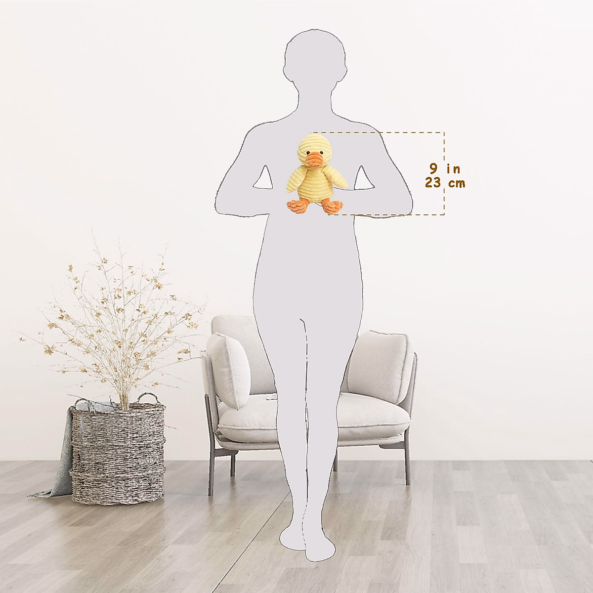 Doindute Corduroy Duck Plush Stuffed Animal, Cute Furry Yellow Duck Toy, Soft Cuddly Plushie Hugger Toy for Boys Girls, Gifts for Kids or Girlfriend, 9 Inches