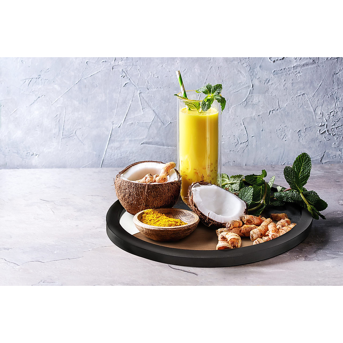 HOME BREEZES Mountain Wood Lazy Susan Wooden Turntable-14 inches Diameter-Table Top Rotating Serving Tray. Round Tray for Dinning Room, Living Room, Kitchen.