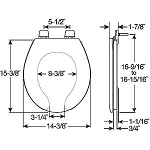 BEMIS 550TTT 000 Open Front Toilet Seat will Never Loosen and Provide the Perfect Fit, ROUND, Durable Enameled Wood, White