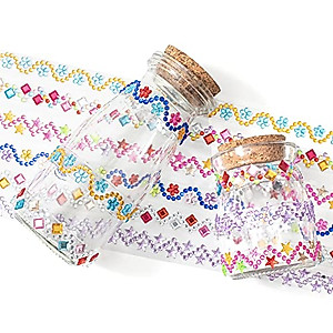 KAVI‘ S 6 Rolls Rhinestone Tape Set Glitter Self-Adhesive Beads Tapes Bling Masking Stickers for Craft, Kids, Scrapbook, DIY, Gift Wrapping (Stars Rays), 18mm