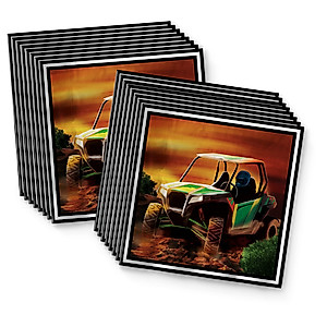 ATV Birthday Party Supplies Set - 4 Wheeler Birthday Party - Offroad Party Supplies - Racing Birthday Party Supplies | ATV Tableware Set Includes Plates, Napkins and Cups | Kit for 16