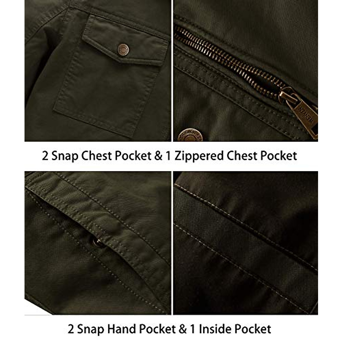 WenVen Men's Casual Tactical Barn Coat Jacket (Army Green, M)