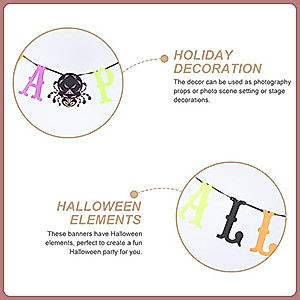 ABOOFAN 2 Sets Happy Halloween Banner Paper Hanging Paper Pumpkin Bat Spider Bunting Garland for Halloween Party Decorations