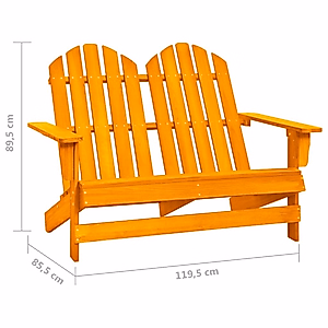 Tidyard 2-Seater Patio Adirondack Chair Solid Wood Fir Orange Outdoor Fire Pit Chair Wooden Garden Armchair for Porch Pool Lawn Deck Backyard Balcony Outdoor