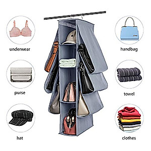 SAVERHO Hanging Purse Organizer,Closet Purse Organizer with 10 Compartments Handbag Storage Organizer for Wardrobe Accessories Storage Bag (Grey)