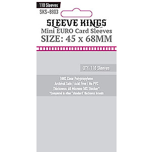 Sleeve Kings Mini Euro Card Sleeves 45 X 68 mm (10x110 Pack, 1100 Sleeves)