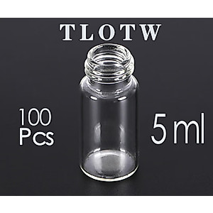 100Pcs 5ml Glass Vials with Screw Caps Small Bottles for Liquids,Small Liquid Sample Vial, for Oil Sample Aromatherapy Fragrance Vials Lightweight Perfume Travel