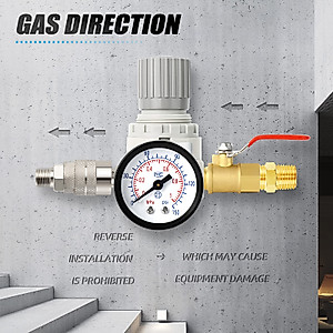 MEANLIN MEASURE 1/4 Inch NPT Air Compressor Regulator with Gauge, 0-150 PSI AR2000 Air Gauge Regulator Inline for Air Compressor and Pneumatic Tools