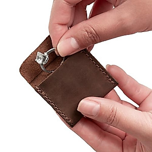 Hide & Drink, Wedding Ring Case, Engagement Pouch, Bride and Groom Jewelry Storage, Marriage Travel, Ring Bearer, Proposal Ring Holder, Full Grain Leather, Handmade, Bourbon Brown