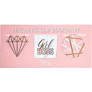 Magnetic Bookmarks with Inspirational Quotes, Rose Gold Foil Page Clips (12 Pieces)