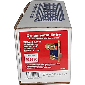 Marks 22AC LHR Double Cylinder Iron Gate Ornamental Mortise Lock Set with 2-1/2" Backset