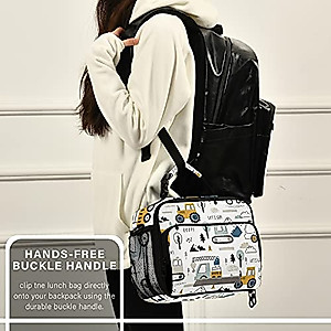 Lunch Bags Boxes Insulated Small Girls Cooler Kids Boys Thermal Childish Truck Excavator for School Student with Shoulder Strap Water-Resistant