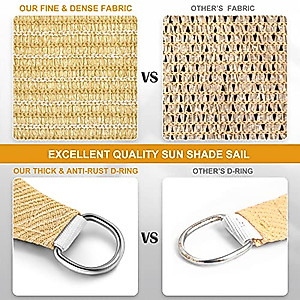 Patio Sun Shade Sail 12' x 16' Rectangle: UV Block Canopy Sunshade Cover - 185 GSM Thicker Sail Shade for Deck Pergola Garden Backyard Outdoor