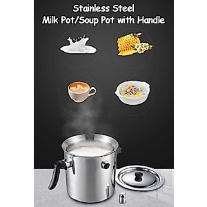 LSQXSS 304 Stainless Steel Double Layer Milk Pot,2.5L Constant Temperature Soup Pot for Induction Cooker and Gas Tove,Automatic Whistle hot Milk Pot,Durable Soup Pot with Anti-scalding Handle