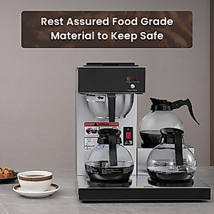 SYBO 12-Cup Commercial Coffee Maker, Pour Over Drip Coffee Maker Brewer with 3 Lower Warmers and 3 Glass Decanters, Stainless Steel Cafetera