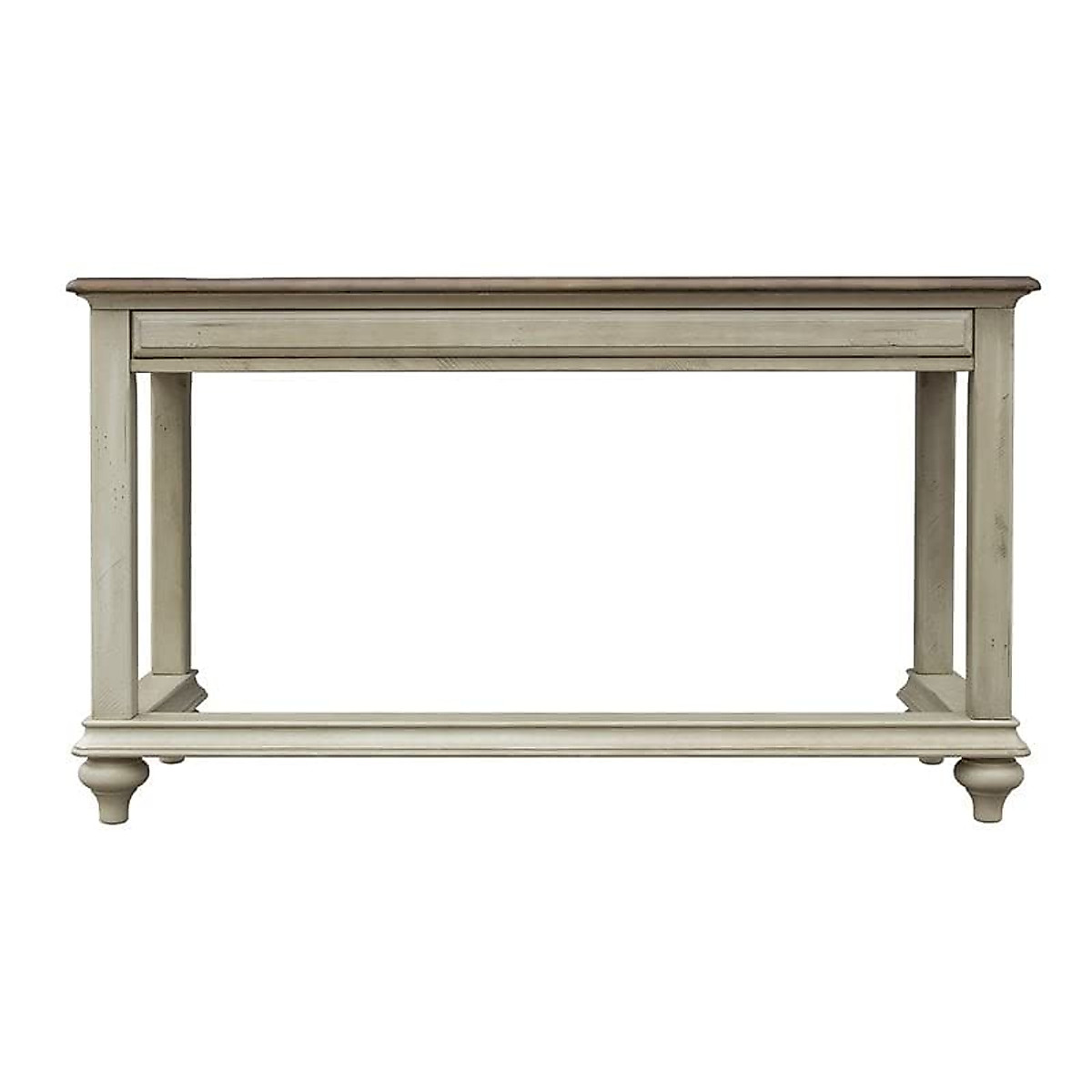 BOWERY HILL Wood Computer Desk in Cream Puff/Walnut Brown Finish