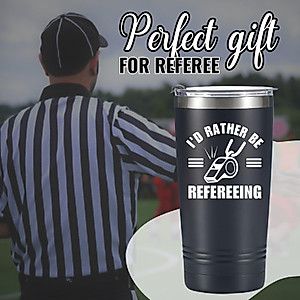 Onebttl Referee Gifts, Insulated 20oz Stainless Steel Travel Tumbler with Lid, Gift Box Included, I'd Rather be Refereeing