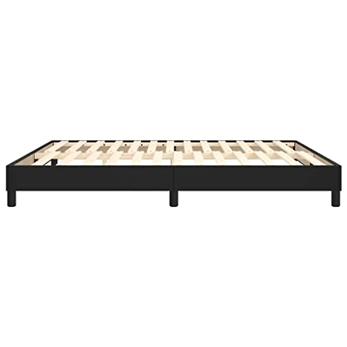 vidaXL Box Spring Bed Frame Home Indoor Bedroom Bed Accessory Wooden Upholstered Double Bed Base Furniture Black 76"x79.9" King Faux Leather