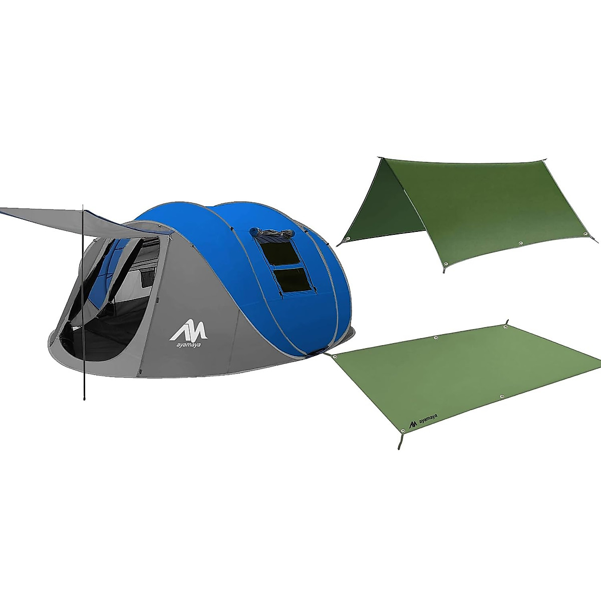 Tent Footprint + Pop Up Tent, 6 Person Camping Tent & Large Waterproof Tent Ground Cloth for Camping Hiking Picnic