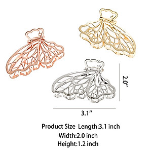 KISSKIKO Butterfly Hair Claw Clips Women 4 Pcs | Gold/Silver Cute Nonslip Small Claw Clip | Suitable for Thick Curly Long Sparse Hair Style | Metal Hair Claw Gift for Girls