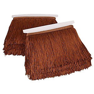 Heartwish268 Fringe Trim Lace Polyerter Fibre Tassel 6inch Wide 10 Yards Long for Clothes Accessories Latin Wedding Dress DIY Lamp Shade Decoration Coffee
