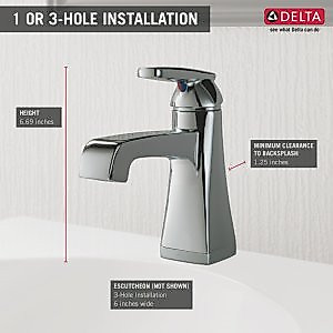Delta Faucet Ashlyn Single Hole Bathroom Faucet Brushed Nickel, Single Handle Bathroom Faucet, Diamond Seal Technology, Metal Drain Assembly, Stainless 564-SSMPU-DST