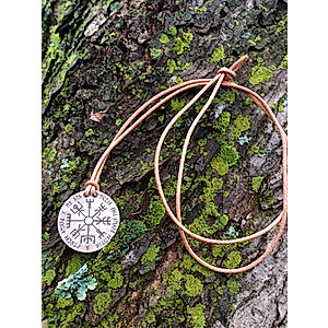 Shire Post Mint Vegvisir Norse Compass Necklace on Leather Cord