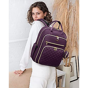 LOVEVOOK Diaper Bag Backpack, Quilted Baby Bag with Changing Pad & Pacifier Holder,Maternity Baby Changing Bags,Purple