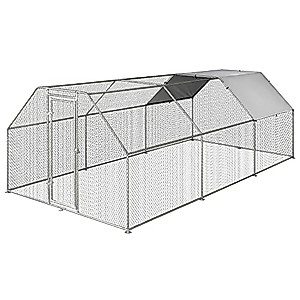 PawHut 18.5' Metal Chicken Coop Run with Roof, Walk-in Chicken Coop Fence, Chicken House Chicken Cage Outdoor Chicken Pen Hen House
