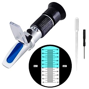 Brix Refractometer 0~90%, Handheld Sugar Refractometer, High Accurate Brix Measurement Meter with ATC for Fruit, Beverages&Juice, Honey, Maple Syrup, Molasses and Other Sugary Drink