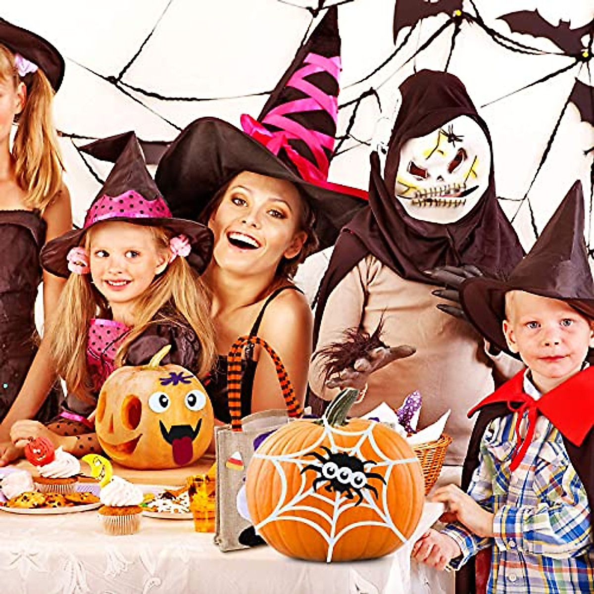 Halloween Pumpkin Sticker 12 PCS Halloween Felt Stickers Glitter Felt Stickers Self Adhesive Pumpkin Decorating for Kids Halloween Pumpkin Face Stickers Crafts