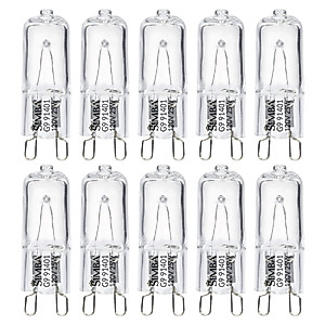 Simba Lighting Halogen Light Bulb G9 T4 25W JCD Bi-Pin (10 Pack) for Chandeliers, Pendants, Cabinet Lights, Landscape Lights, Desk and Floor Lamps, Wall Sconces, 120V Dimmable, 2700K Warm White