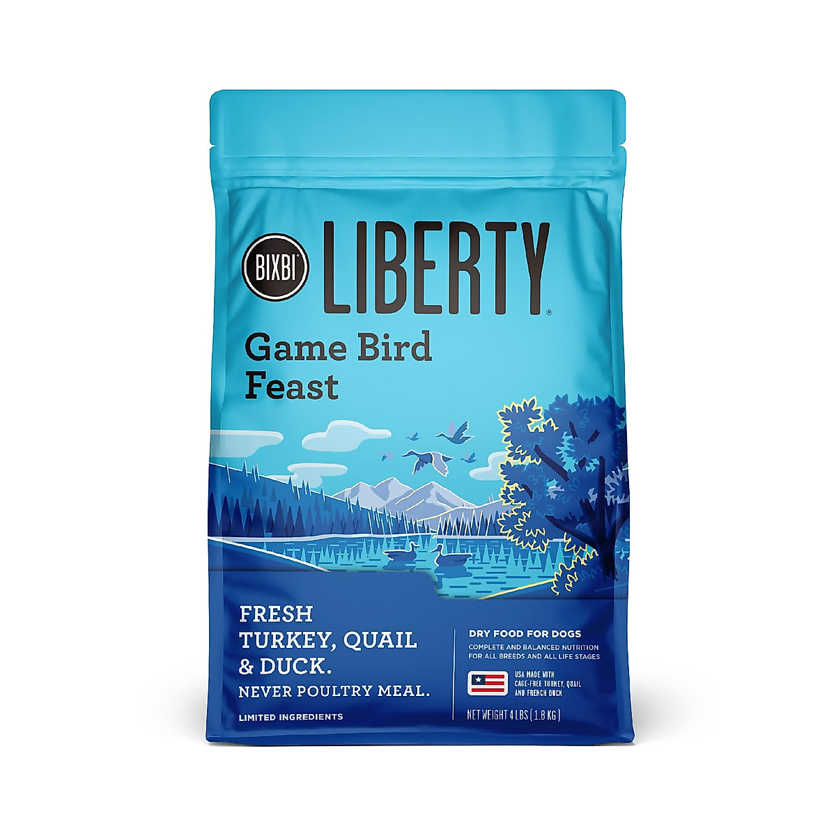Bixbi Liberty Grain Friendly Dry Dog Food, Game Bird Feast Recipe, 22 lbs - Fresh Meat, No Meat Meal, No Fillers - Gently Steamed & Cooked - No Soy, Corn, Rice or Wheat for Easy Digestion - USA Made