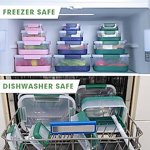 Plastic Food Storage Containers with Leakproof Locking Lids, Stackable Airtight Storage Containers for Pantry & Kitchen Organization, BPA-Free & Freezer Safe, Non-slip Base, Set of 4 Pieces, Pink