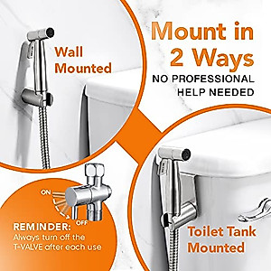 NRA Trader - Handheld Bidet Sprayer Kit, Stainless Steel Bidet Attachment for Toilet and Wall Mounting Options, Multifunctional Handheld Bidet for Personal Washing, Cleaning Things, Pets and More