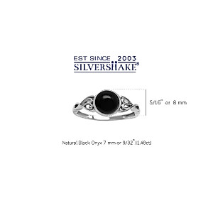 Silvershake 7mm Natural Black Onyx 925 Sterling Silver Victorian Style Solitaire Ring Size 11
