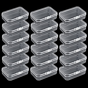 18 Pack Small Plastic Beads Storage Containers Box, Clear Bead Organizer Case with Snap-Tight Closure Hinged Lid for Storage Small Items, Beads, Crafts, Jewelry, Hardware (2.56 x 1.81 x 0.79 in)