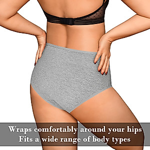 OLIKEME Womens High Waisted Underwear Cotton Tummy Control Stretch Panties Postpartum Soft Ladies Briefs 5 Pack (Multi, L)