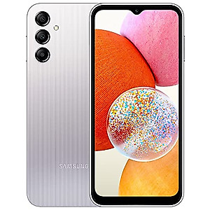 SAMSUNG Galaxy A14 4G LTE (128GB + 4GB) Unlocked Worldwide (Only T-Mobile/Mint/Metro USA Market) 6.6" 50MP Triple Camera + (15W Wall Charger) (Silver (SM-A145M/DS)) (Renewed)